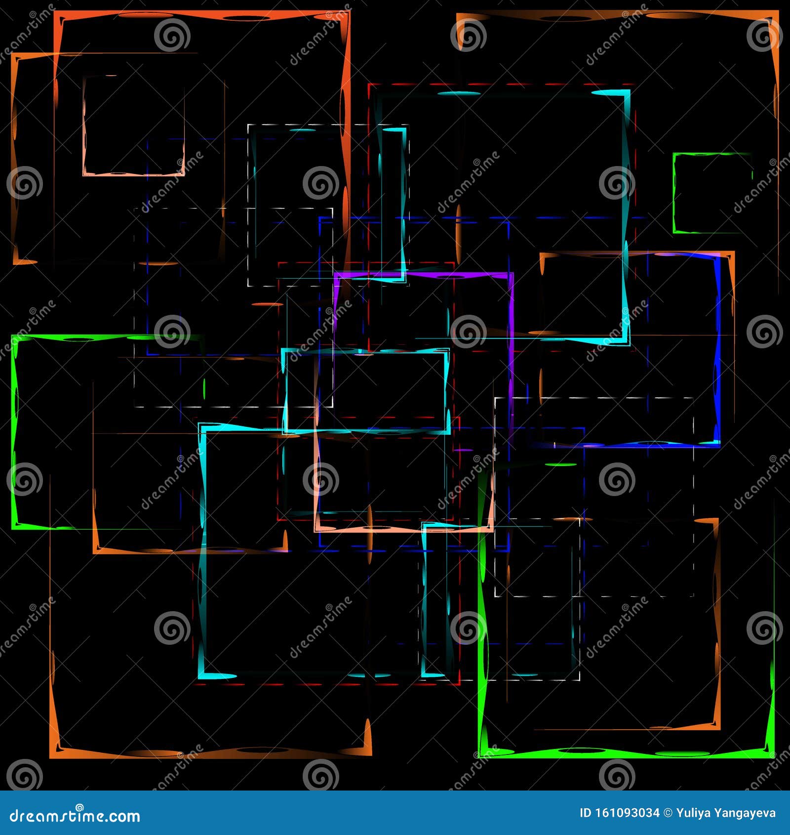 Abstract Pattern of Colored Neon Patterned Green Squares of Different ...