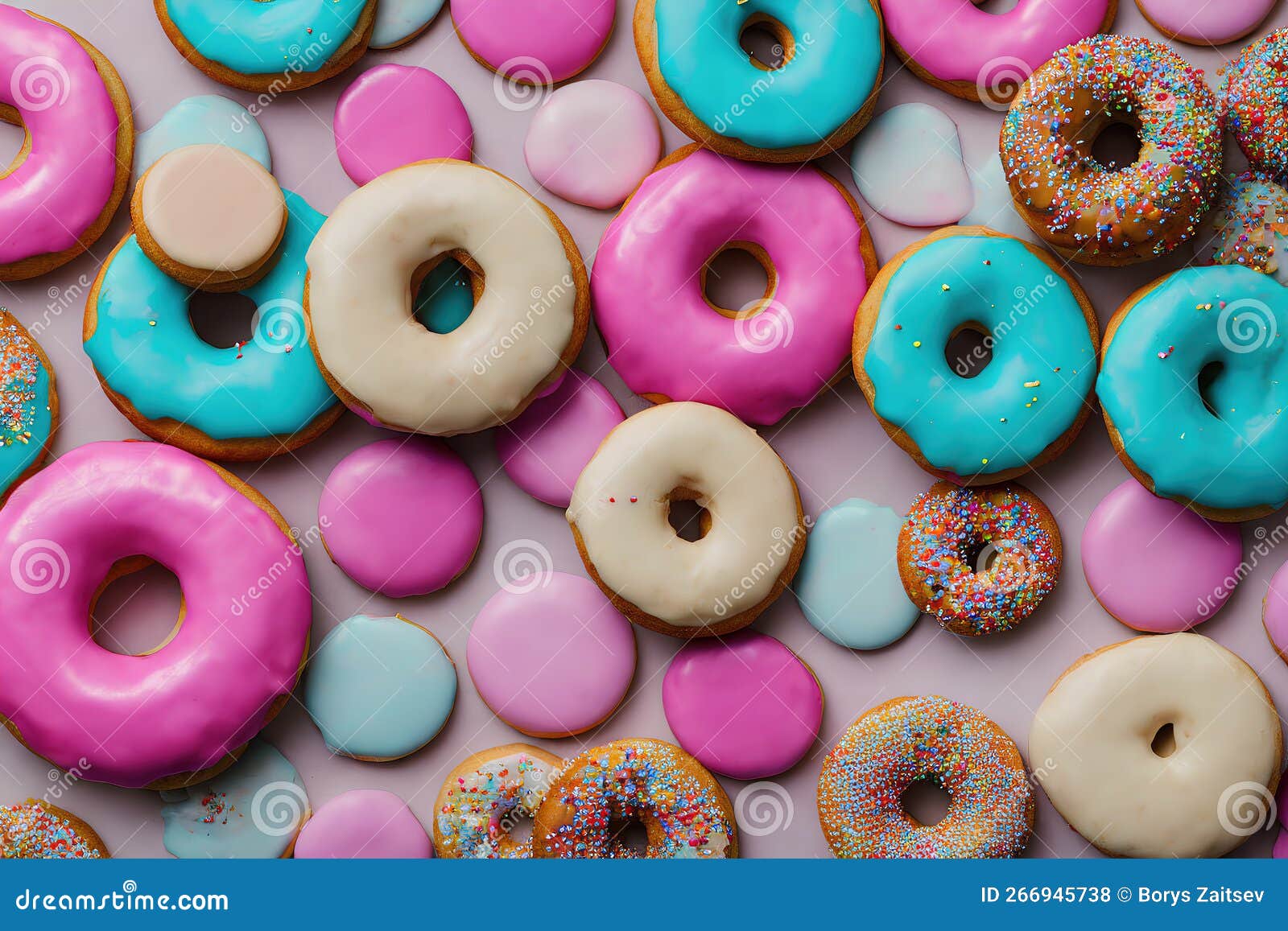 Abstract Pattern, Colorful Donuts on a Light Background, Generated by ...