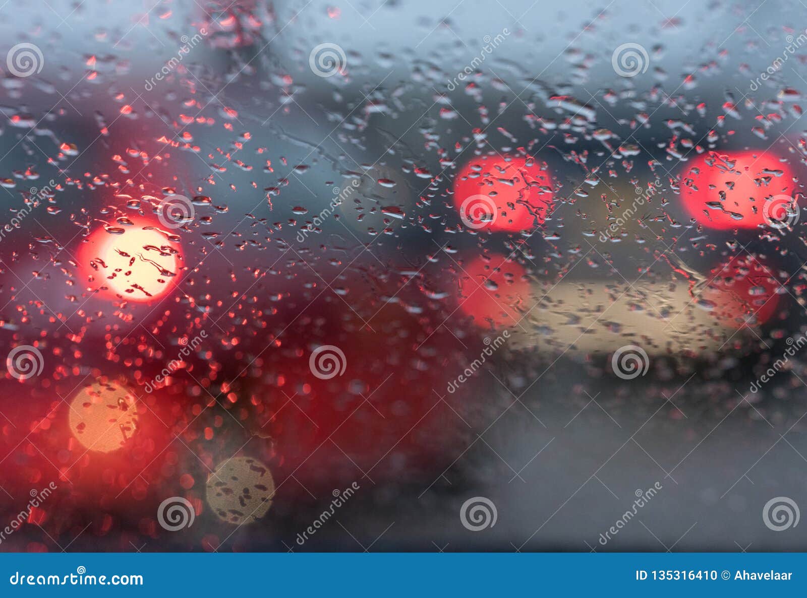 Abstract Pattern of Colorful Lights and Rain Drops during Downpour on ...