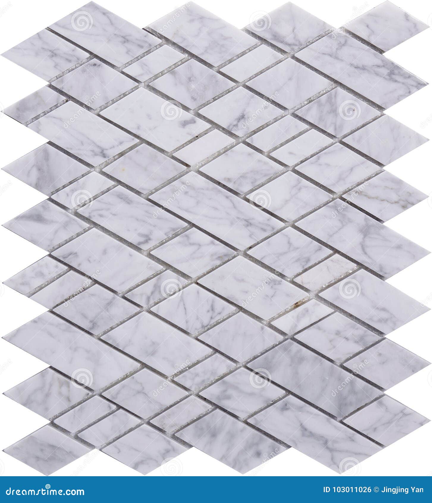 Seamless White Diamond Shaped Marble Mosaic Pattern Stock Photo - Image ...