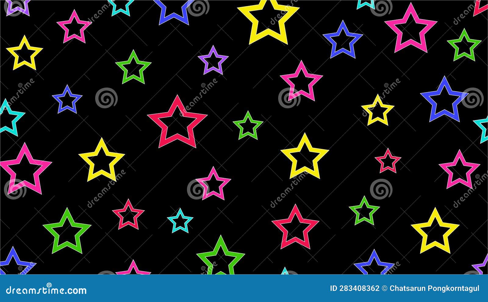 Abstract Pattern Colorful Star Repeat on Black Background Stock Vector ...