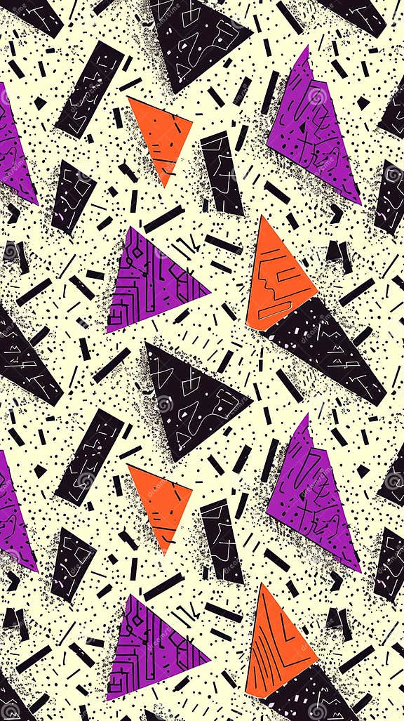 Abstract Pattern with Colorful Triangles and Black Specks Stock Photo ...