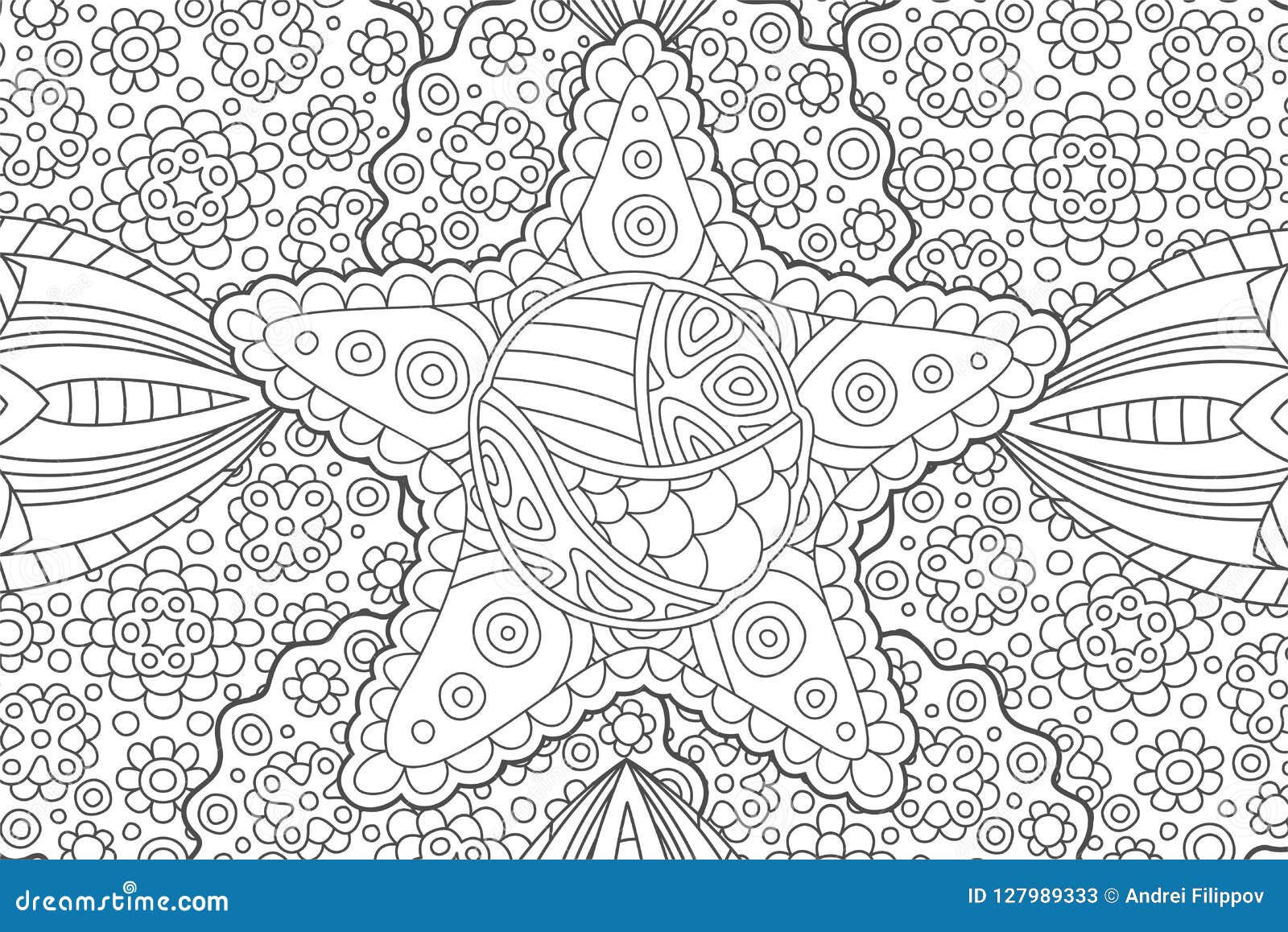 Abstract Pattern for Coloring Book with Star Stock Vector ...