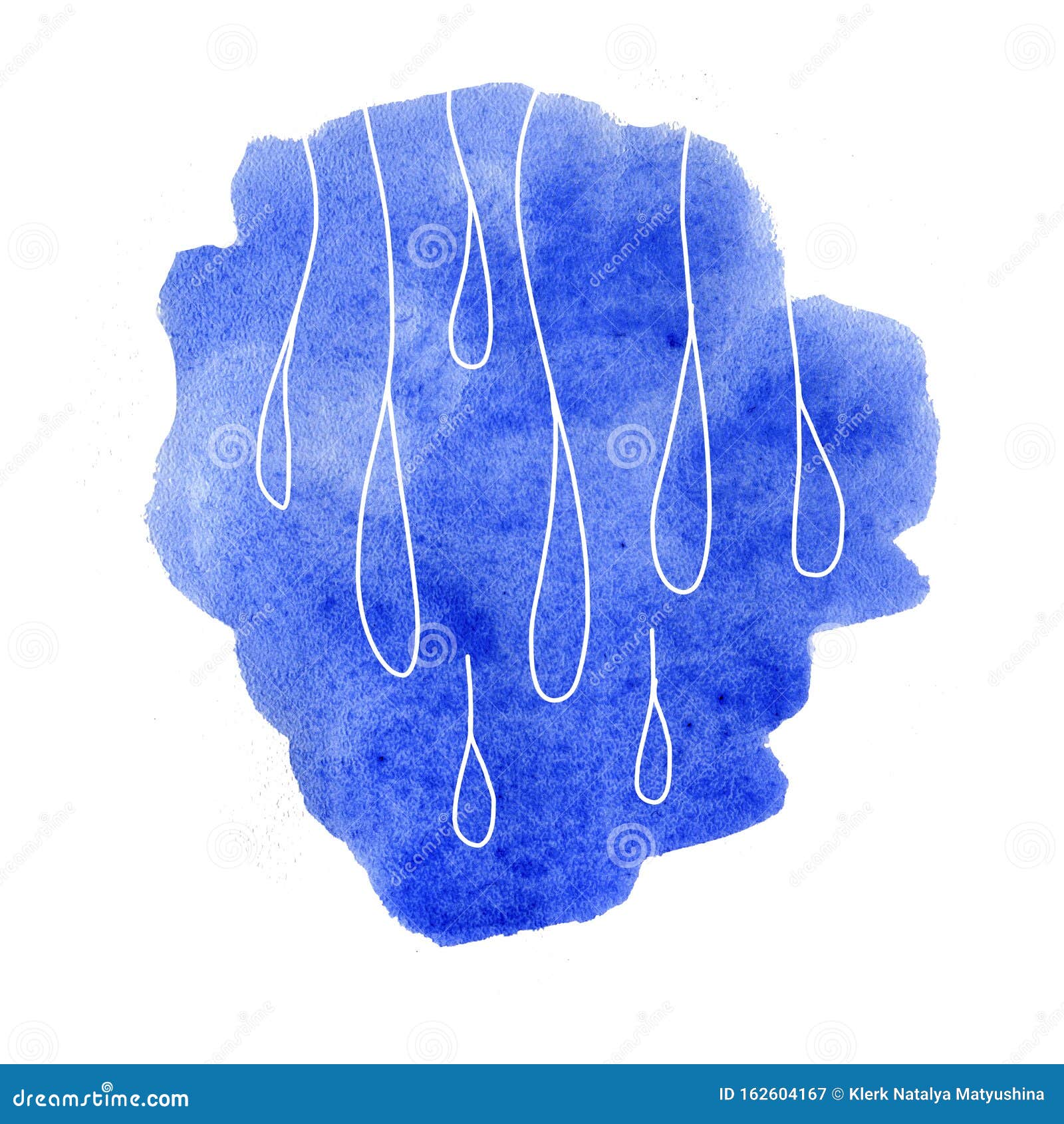 Abstract Pattern with a Contour Line on a Watercolor Stain. Hand ...