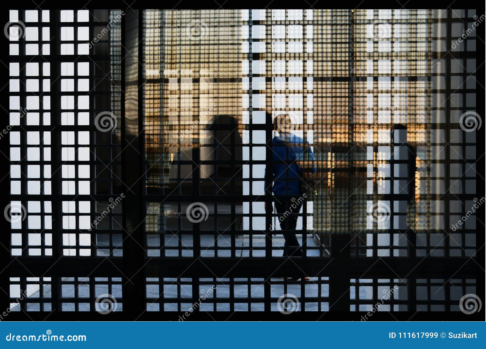 An Abstract Pattern Created by Windows Covered with Metal Grids Stock ...