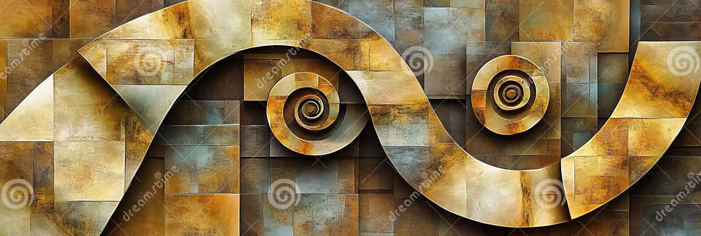 An Abstract Pattern Features a Golden Spiral Intricately Interlaced ...