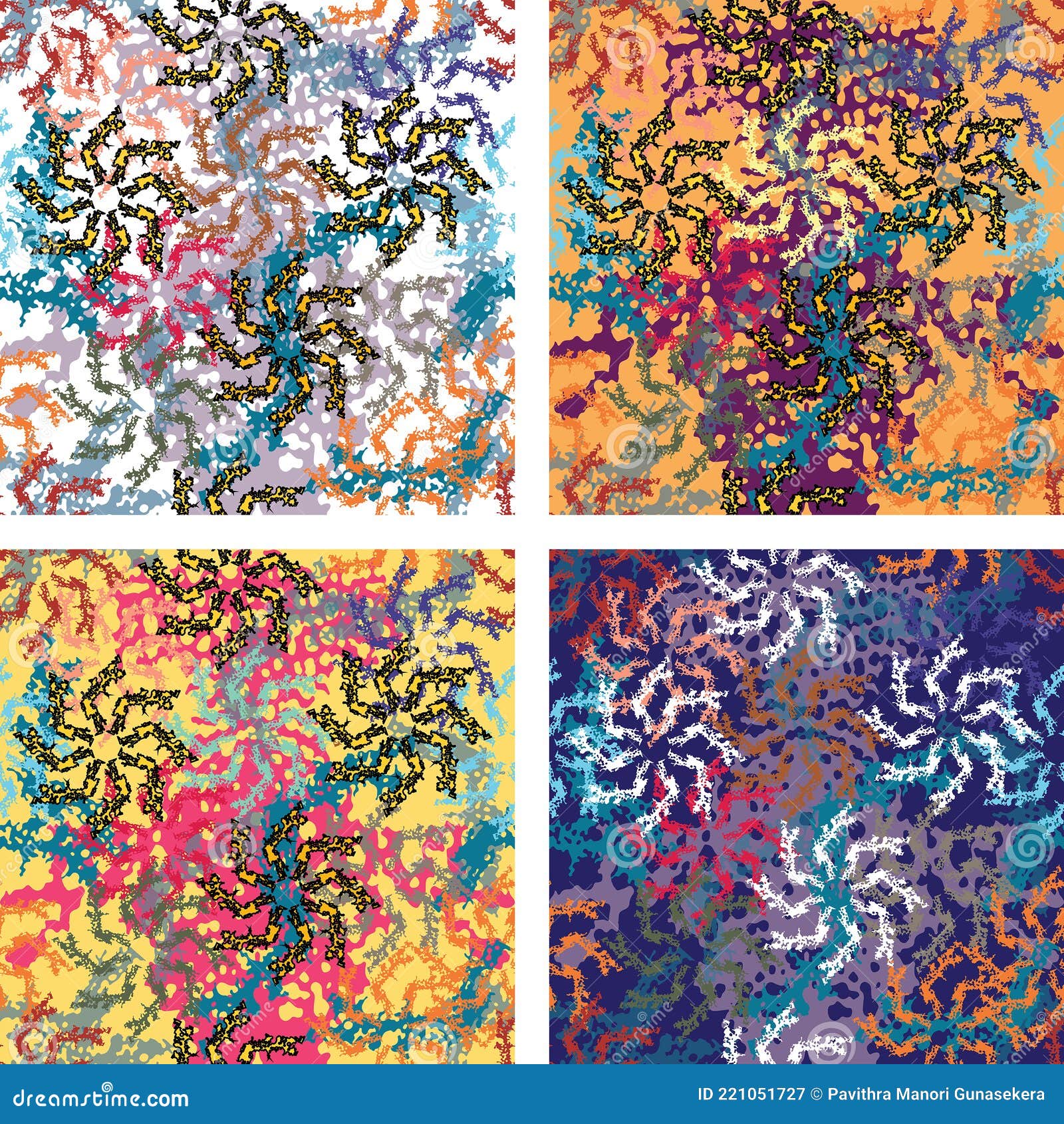 Abstract Pattern with Flowers - Four Patterns in this Pallet with ...