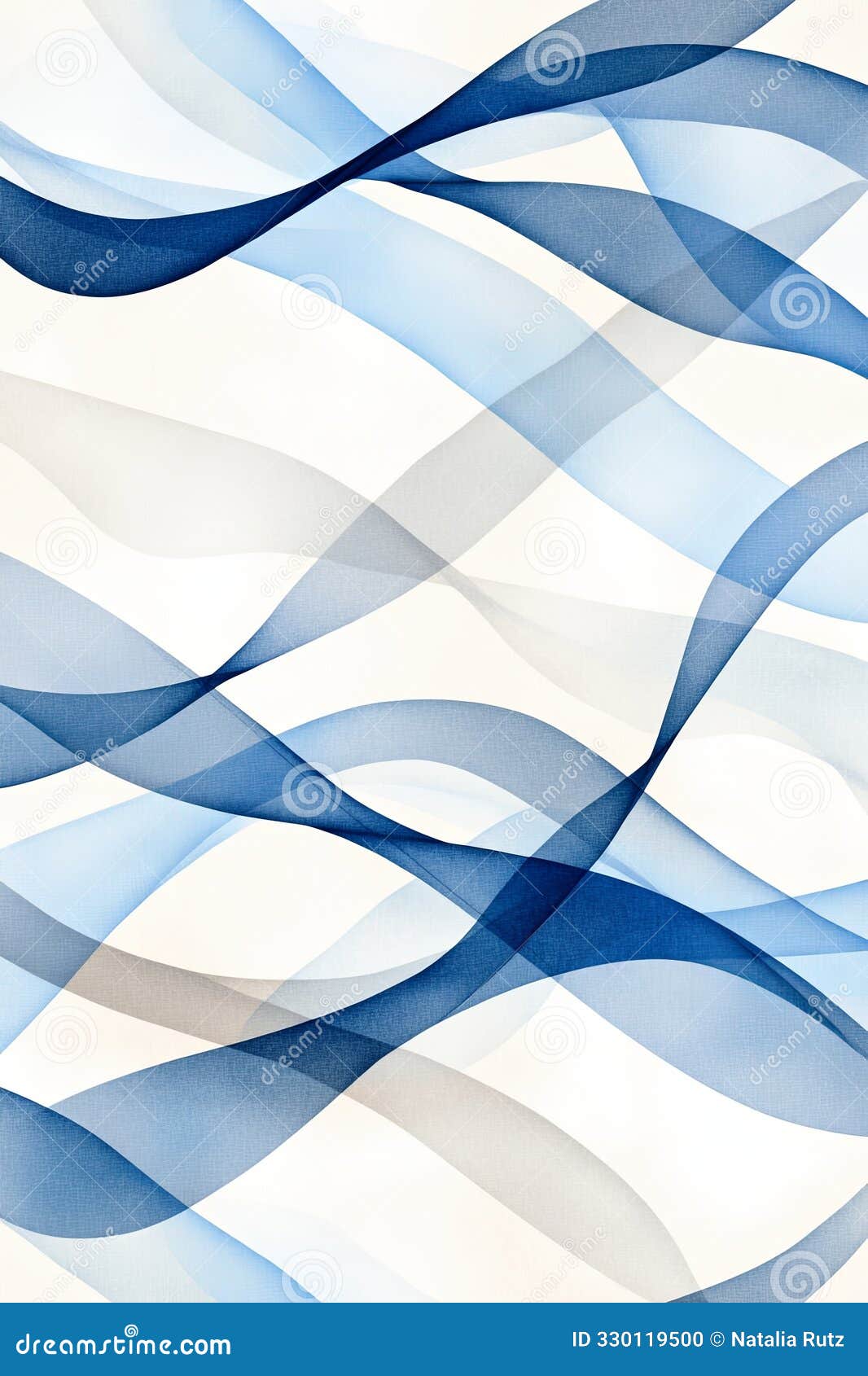 Abstract Pattern with Flowing, Overlapping Blue and Grey Waves on a ...