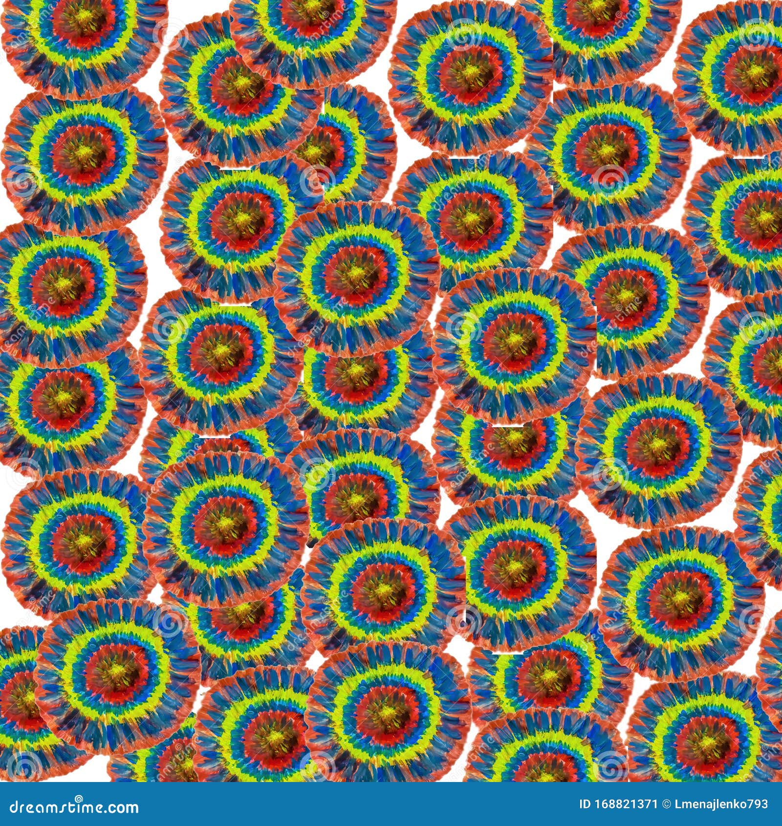 Abstract Pattern in the Form of Multi-colored Flowers. Hand-drawn ...