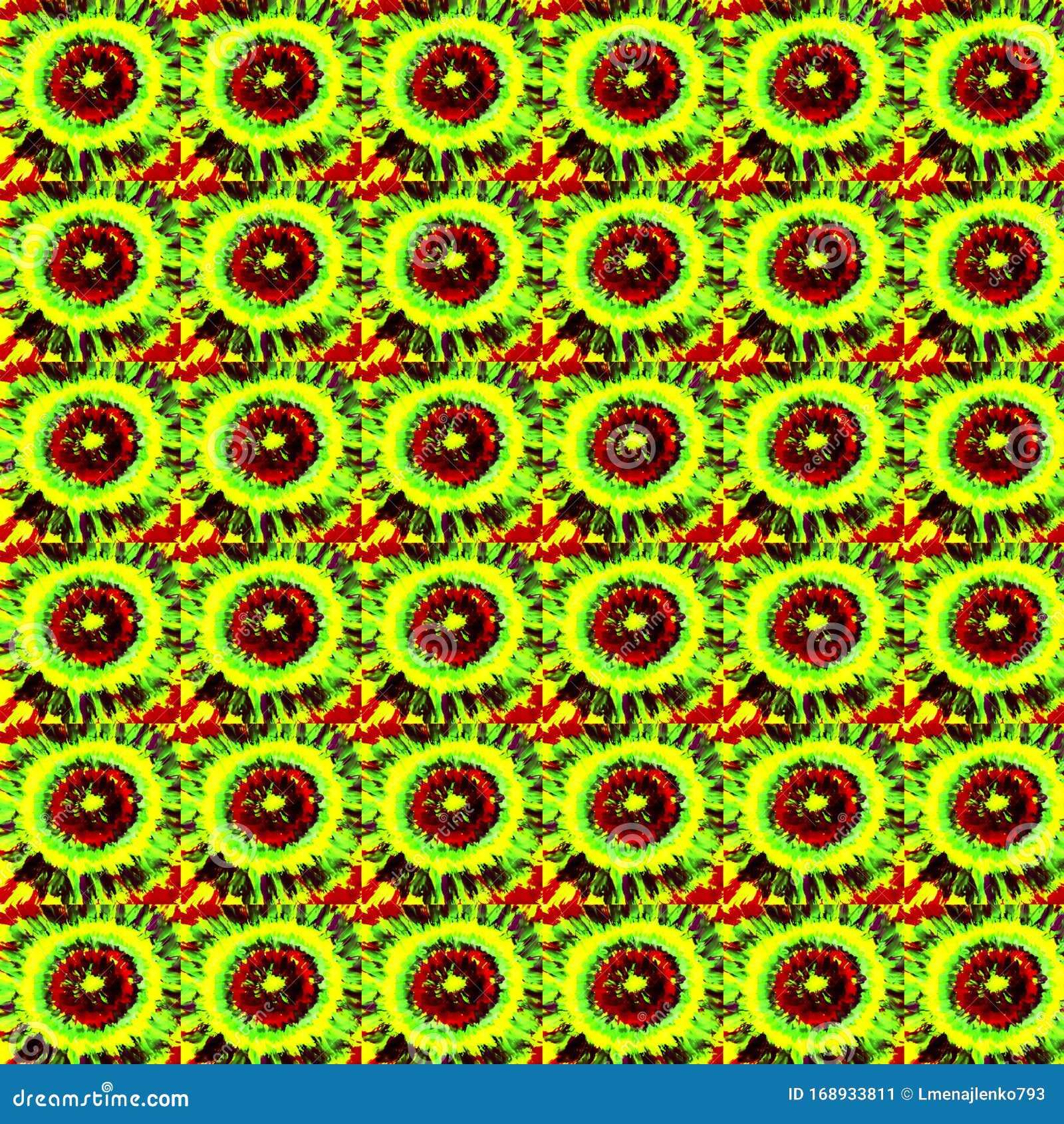 Abstract Pattern in the Form of Multi-colored Flowers. Hand-drawn ...