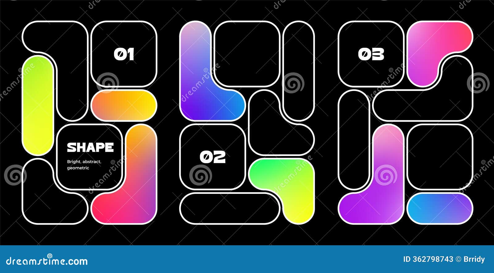 Abstract Pattern With Geometric Shapes And Gradients. Vector Bento Grid ...