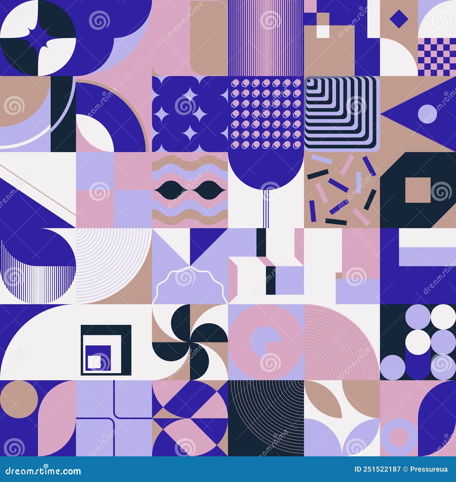 Modernism Aesthetics Inspired Vector Graphic Pattern Made with Abstract ...
