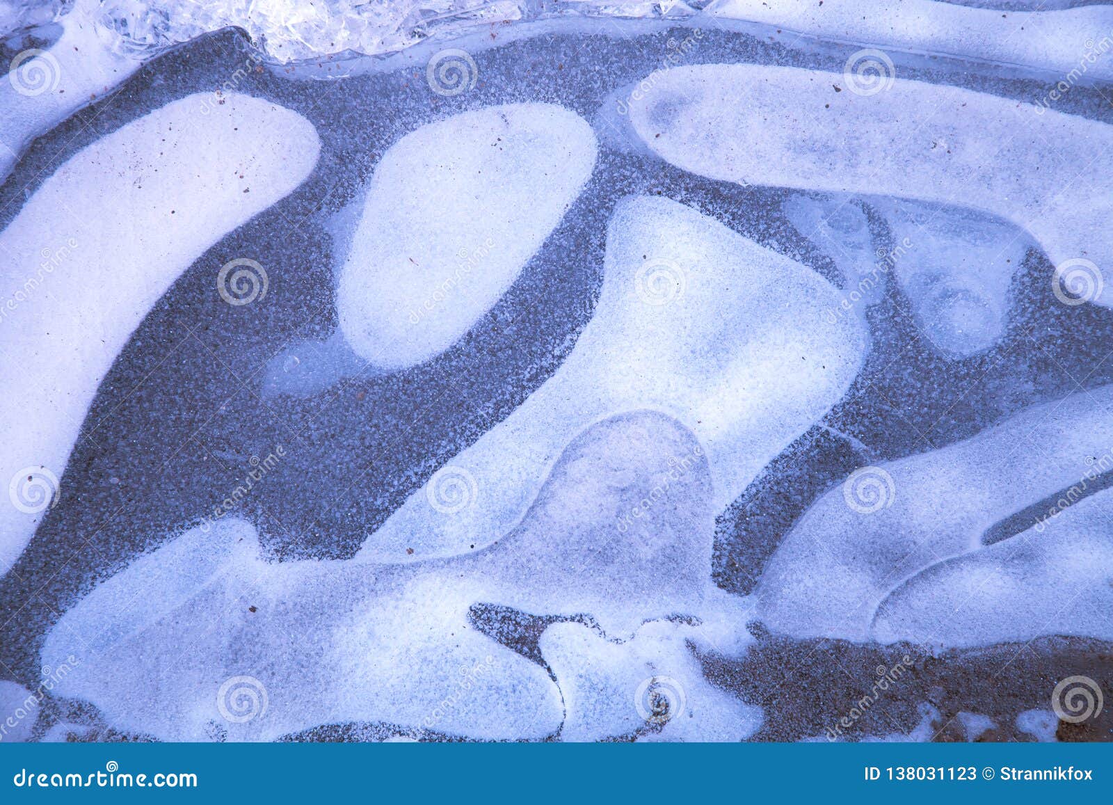 Abstract Pattern of Ice on the Over of Puddle. Toned Stock Image ...