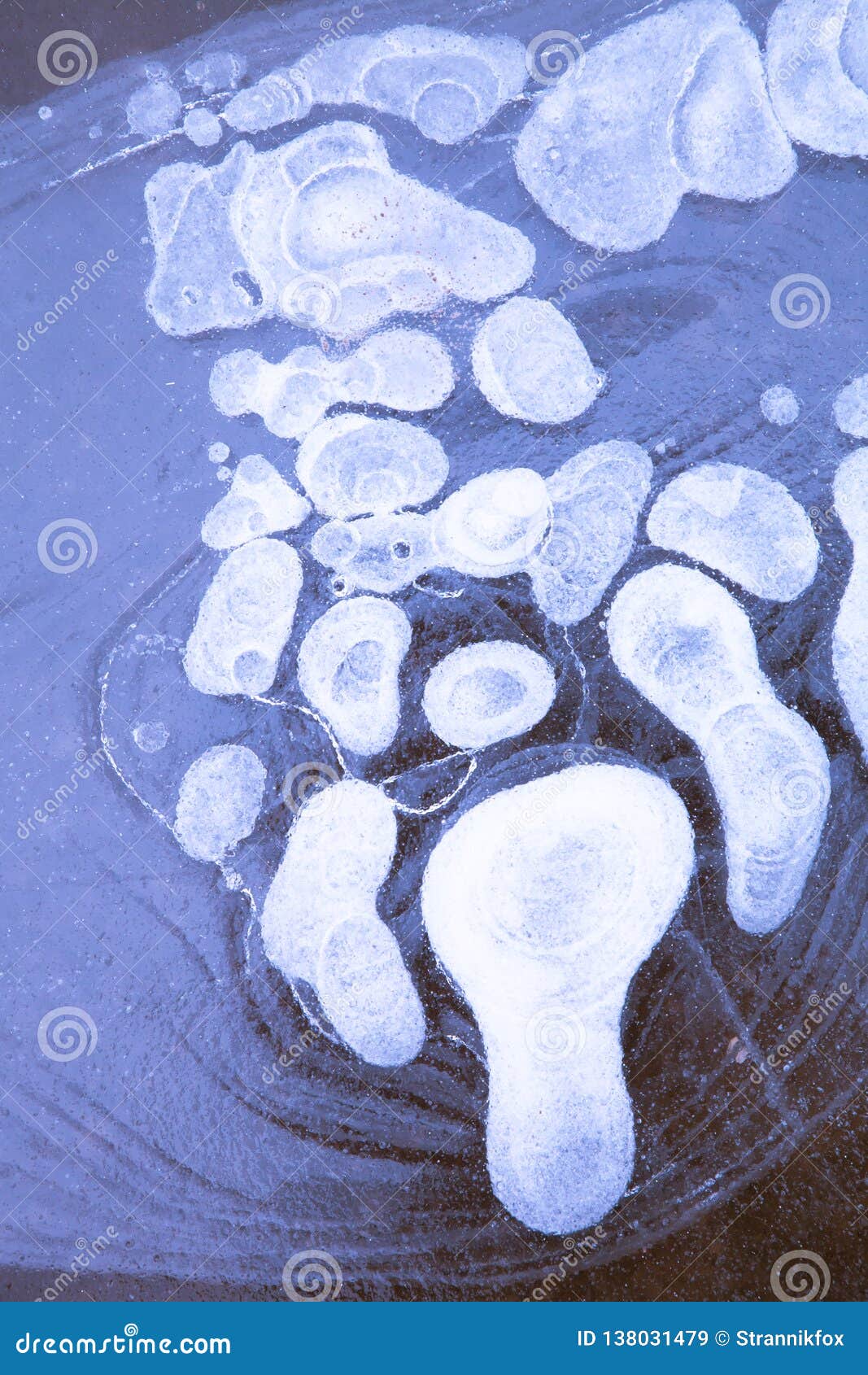 Abstract Pattern of Ice on the Over of Puddle. Toned Stock Image ...