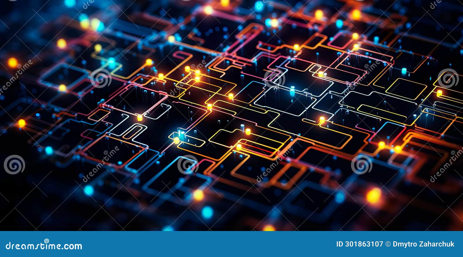 Abstract Pattern Inspired By Futuristic Circuitry Using Lines And Nodes To Create A Tech