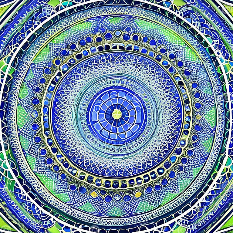 An Abstract Pattern Of Interlocking Circles In Shades Of Green And