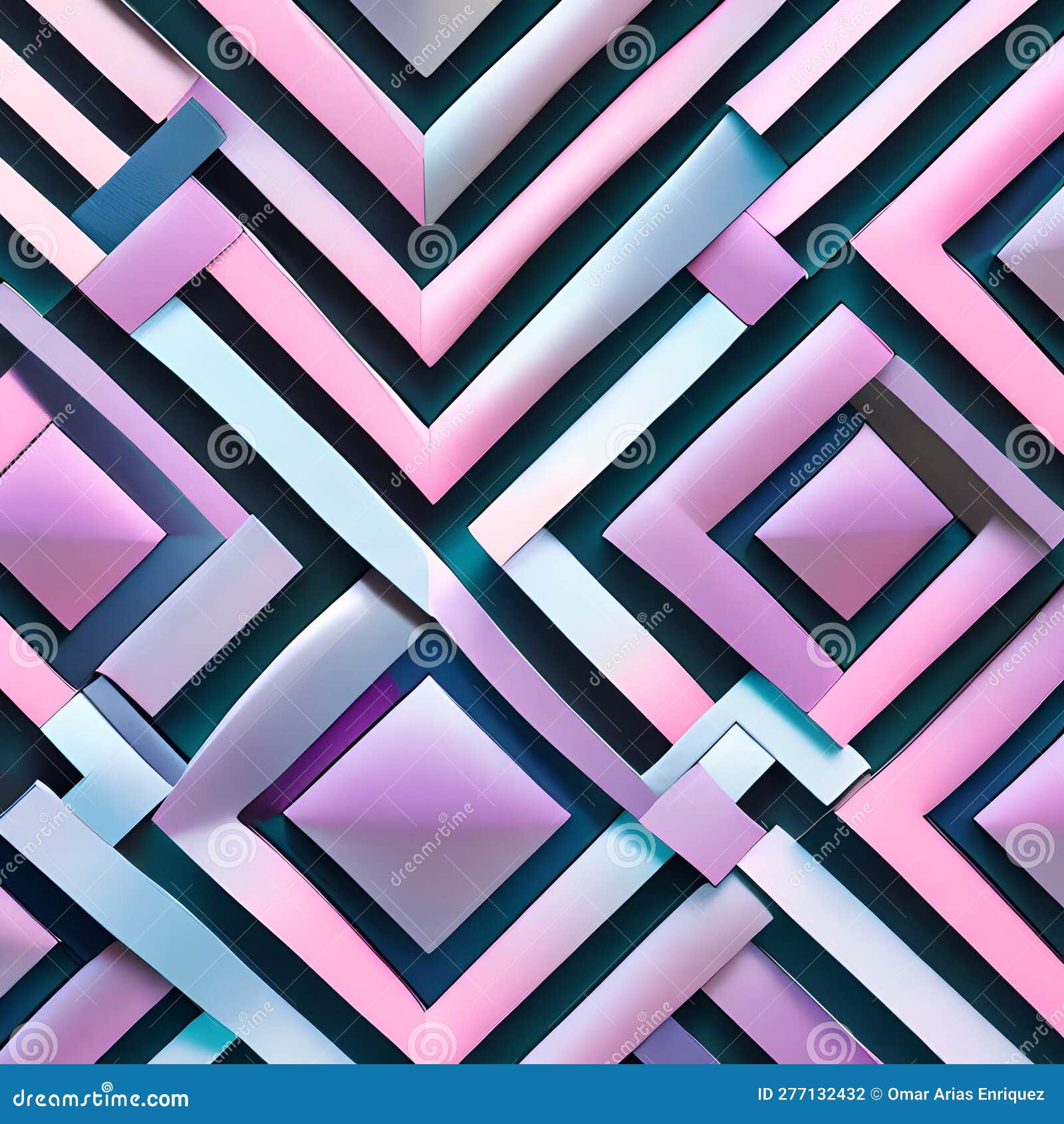 An Abstract Pattern of Interlocking Diamonds in Shades of Pink and ...