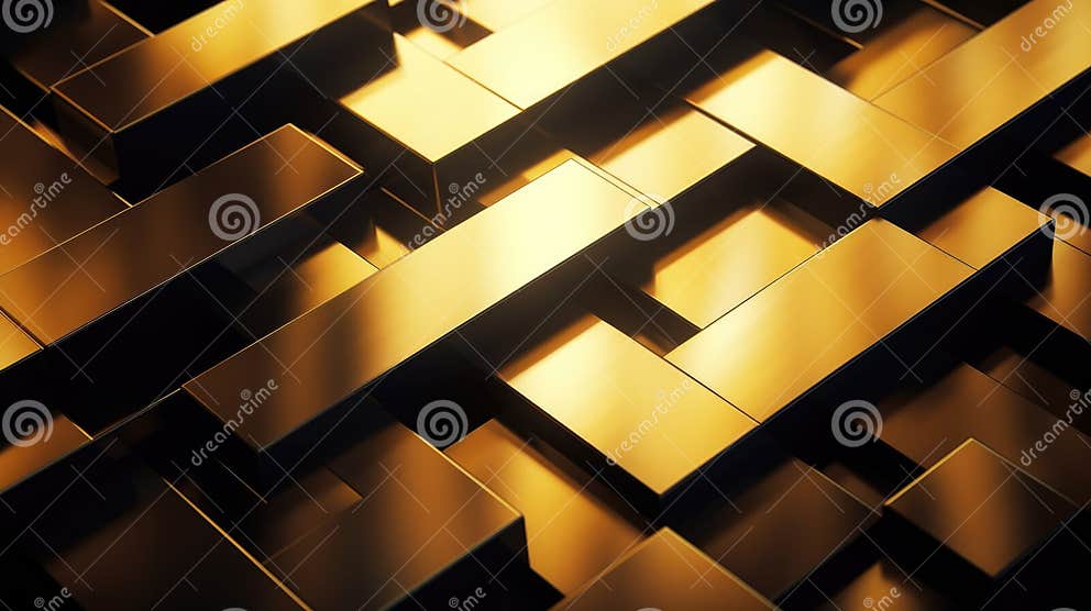 An Abstract Pattern of Interlocking Golden Geometric Shapes with a Play ...