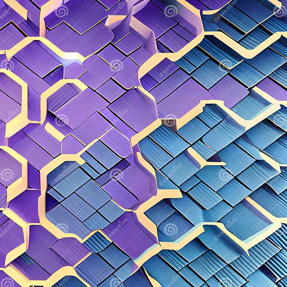 An Abstract Pattern of Interlocking Hexagons in Shades of Blue and ...