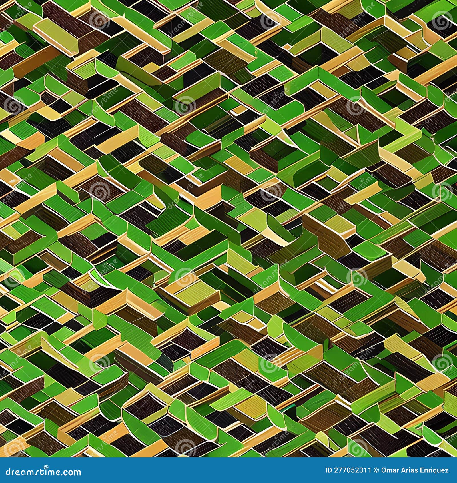 An Abstract Pattern of Interlocking Rectangles in Shades of Green and ...