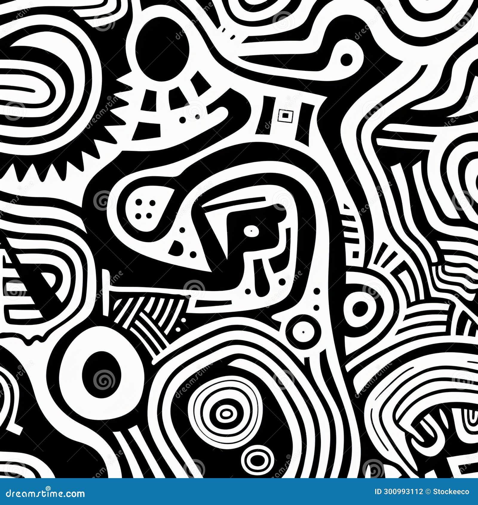 Abstract Doodle Pattern with Mesoamerican Influences and Precisionism ...