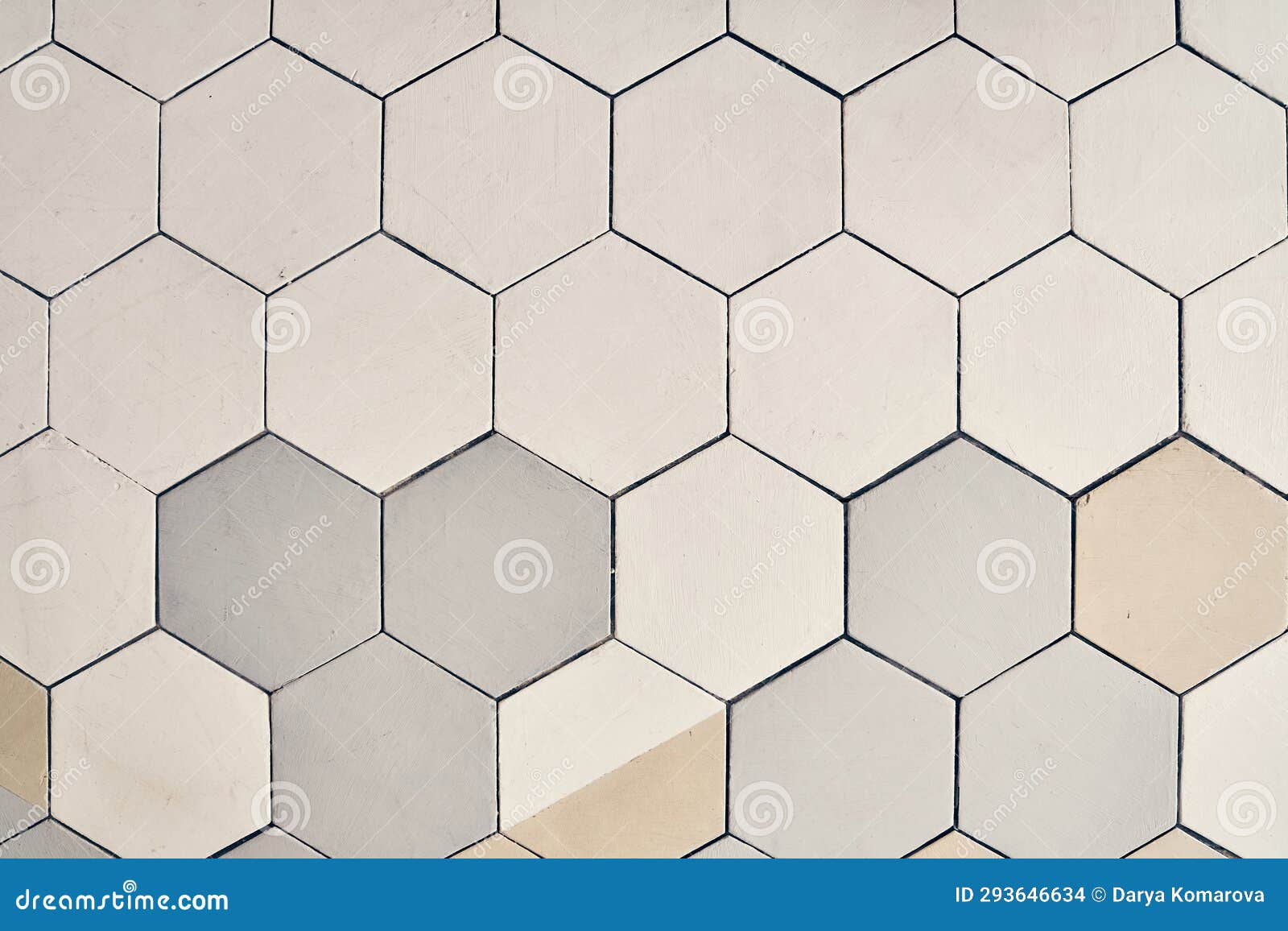 Abstract Pattern, Light Ceramic Tile Floor. Concrete Hexagonal Paving ...