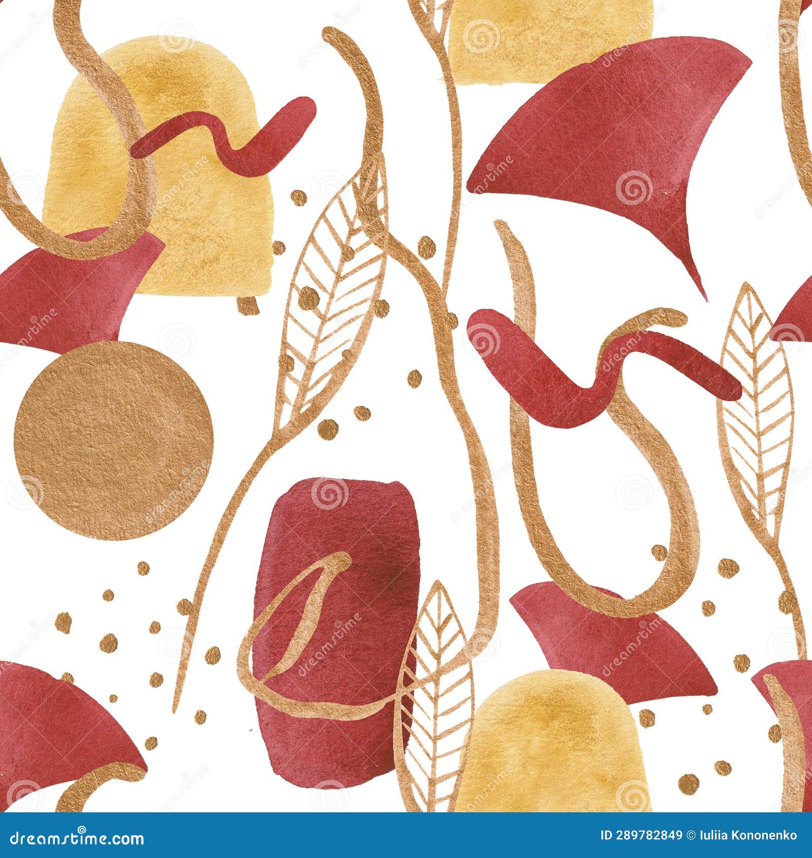 Abstract Pattern Made of Gold and Red Paint with Texture on a White ...