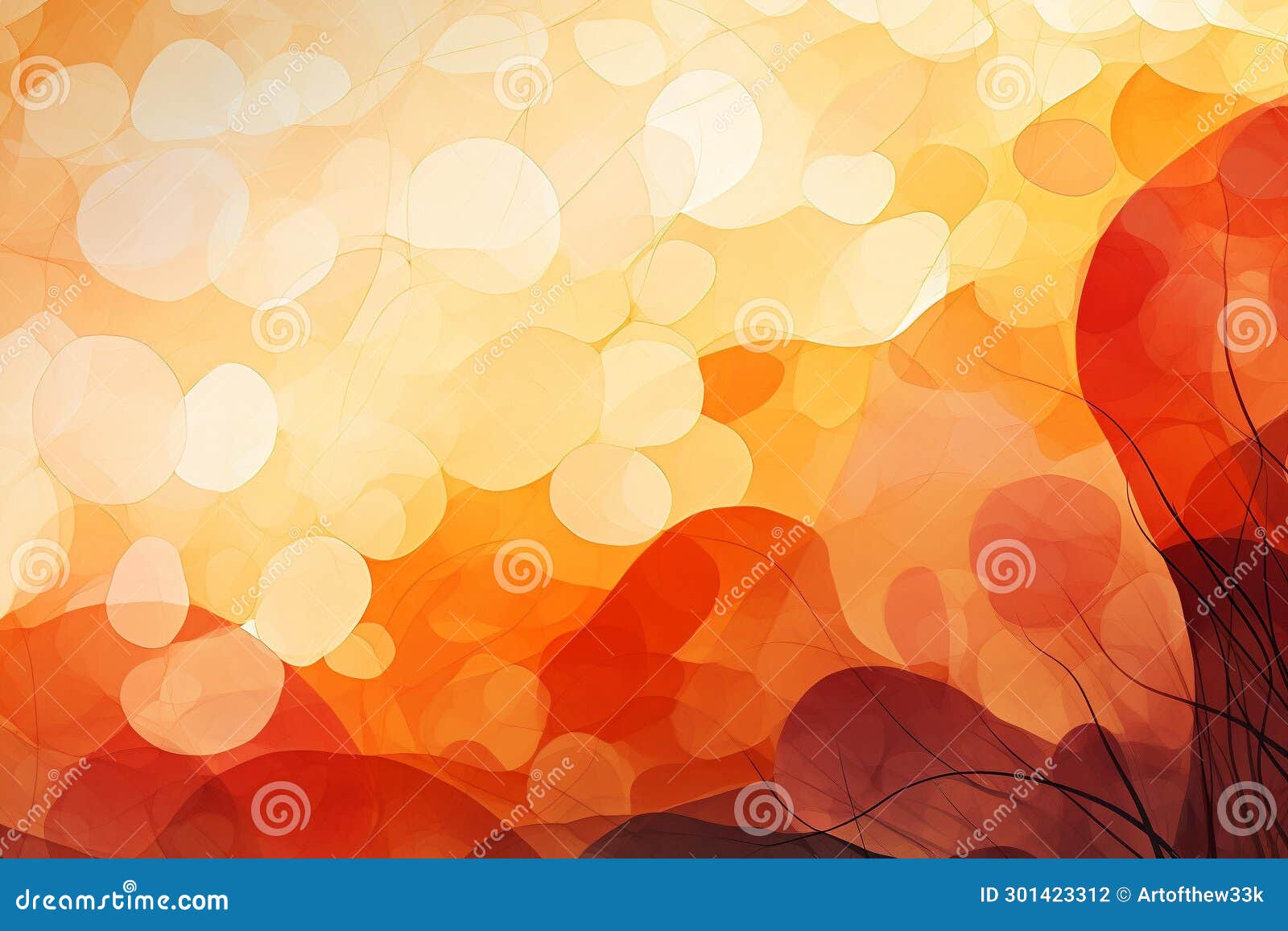 An Abstract Pattern Made Up of Organic Shapes and Lines, with a Warm ...