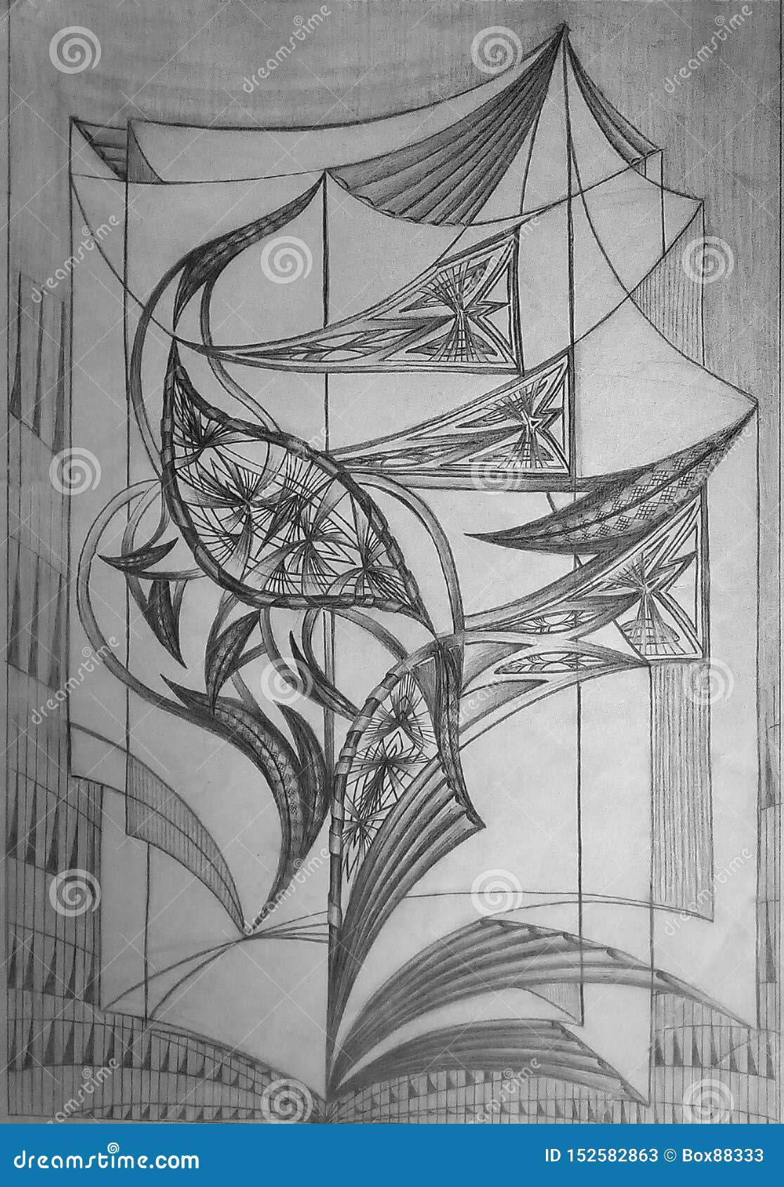 Abstract Pattern Made on White Paper with Graphite Pencil. Graphic ...