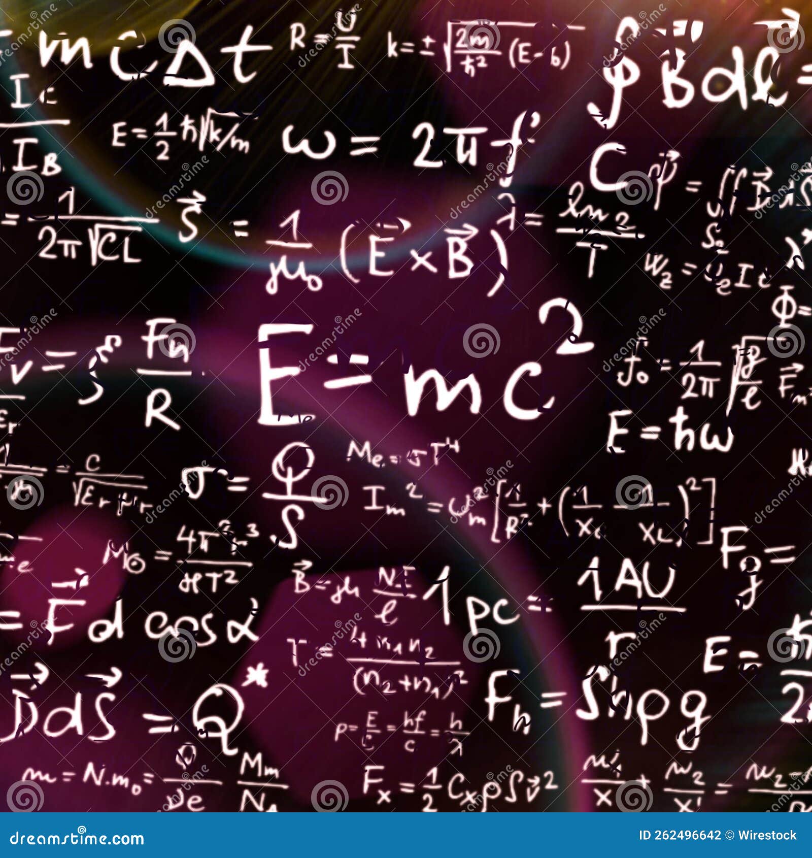 Abstract Pattern of Mathematical Formulas on a Purple Background Stock ...