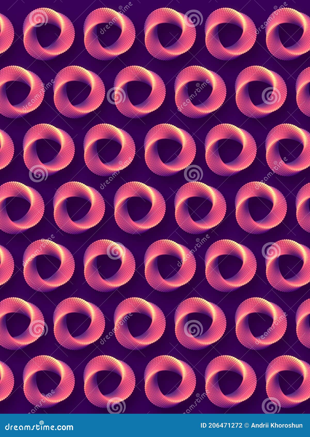 Abstract Pattern of Multicolored Mobius Ribbons. Pink Circular Shape ...