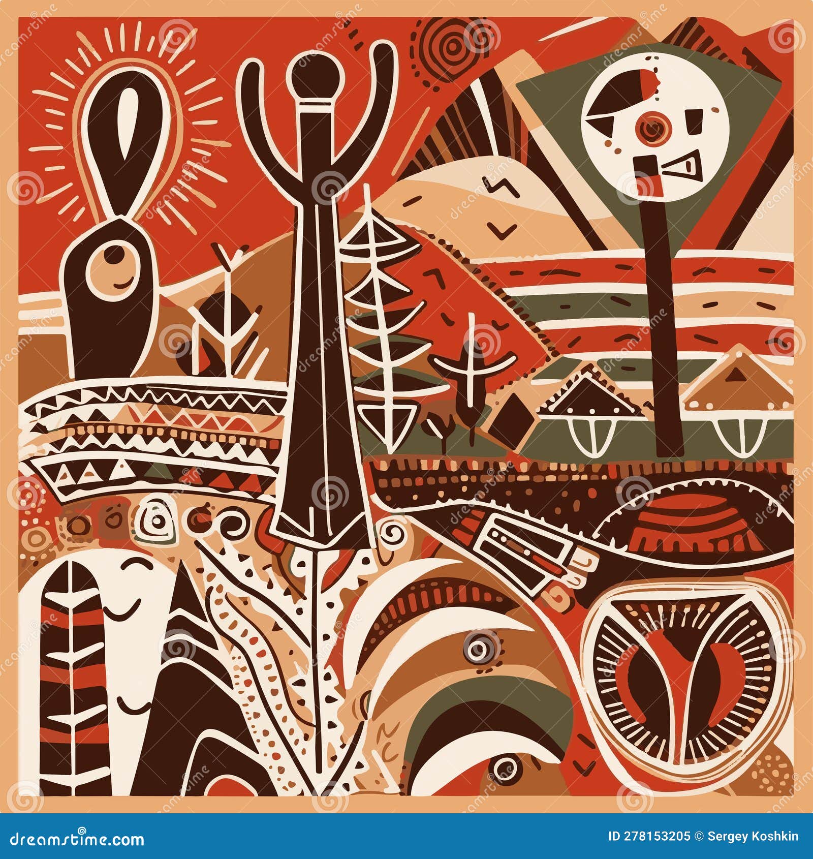 Abstract Pattern in Native African Style. Vector Illustration Stock ...