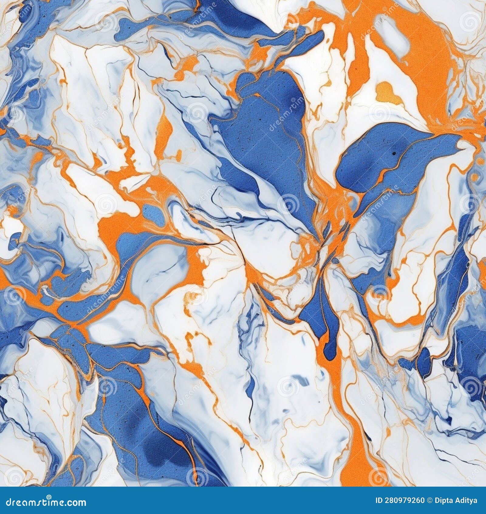 Abstract Pattern of Natural Curved Lines in Blue and Orange Marble ...
