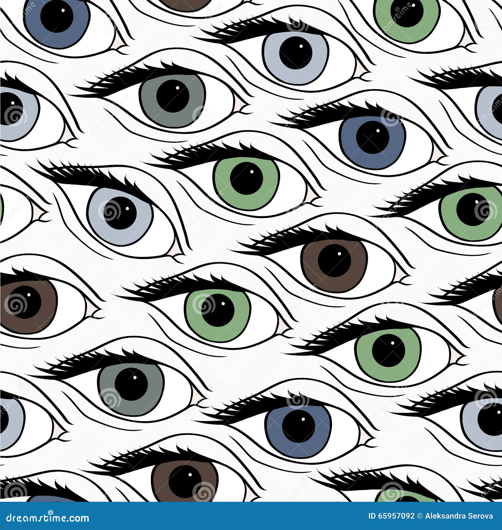 Abstract Pattern with Open Eyes. Stock Vector - Illustration of drawing ...