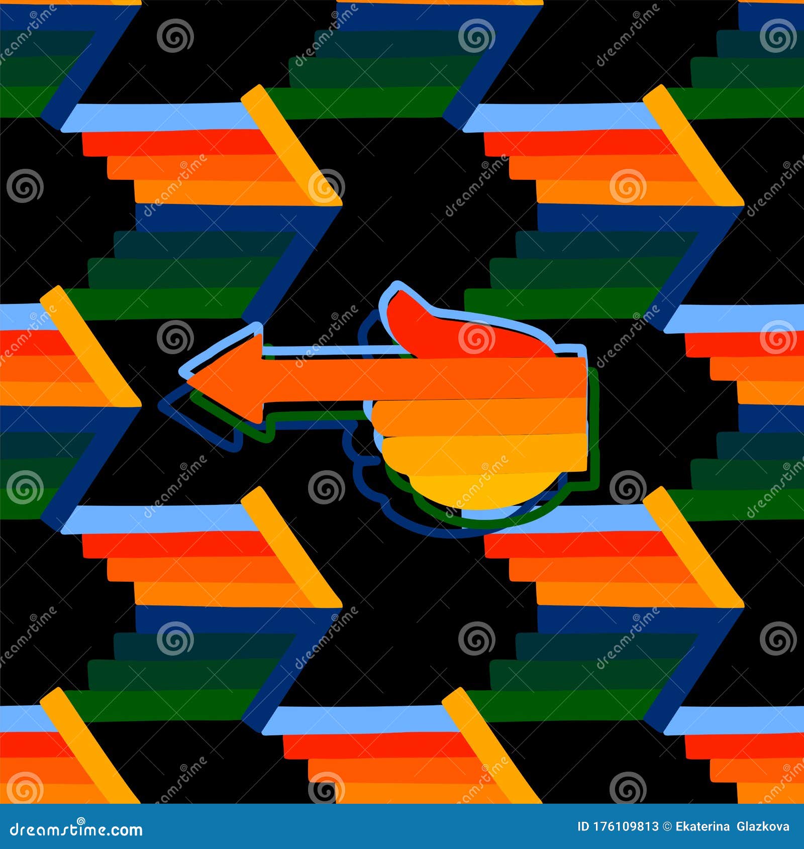 Abstract Pattern of Oppositely Directed Strait Multicolored Arrows and ...
