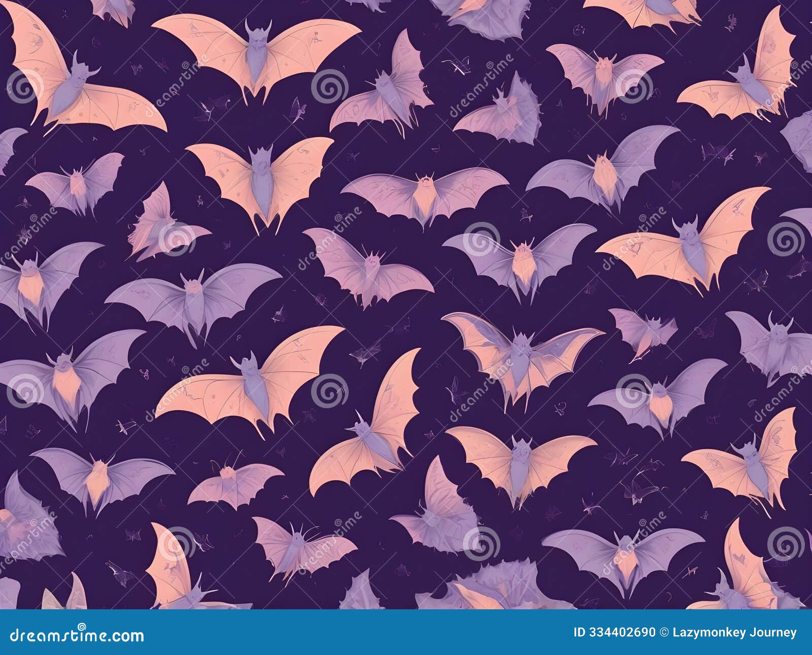 Abstract Pattern of Pastel Colored Bats and Moths Gothic Style on ...