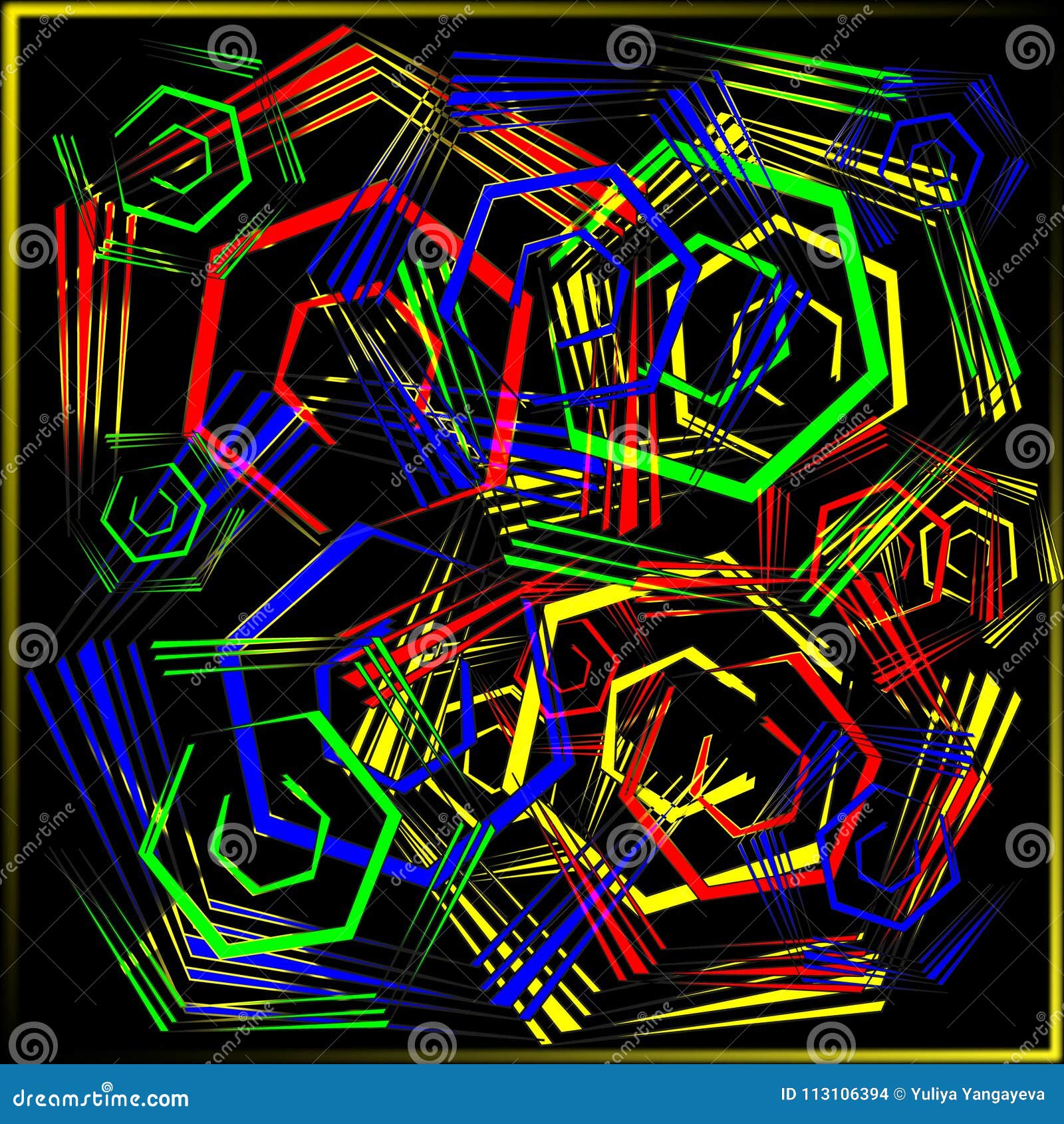 Abstract Pattern of Polygons in Neon Style. Stock Vector - Illustration ...