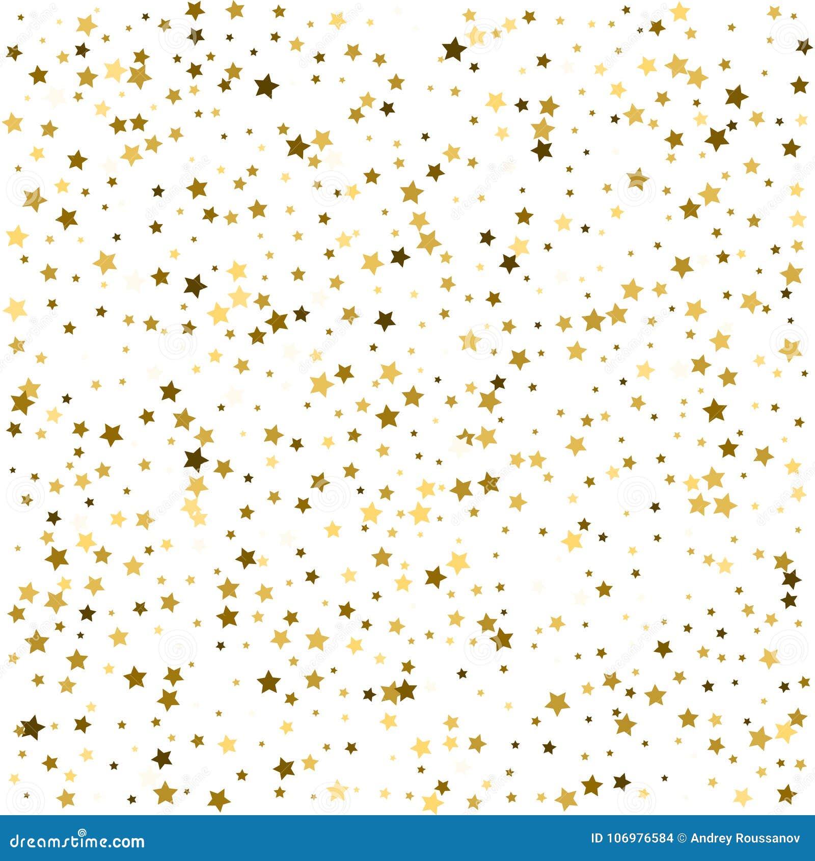 Abstract Pattern of Random Falling Gold Stars on White Background ...