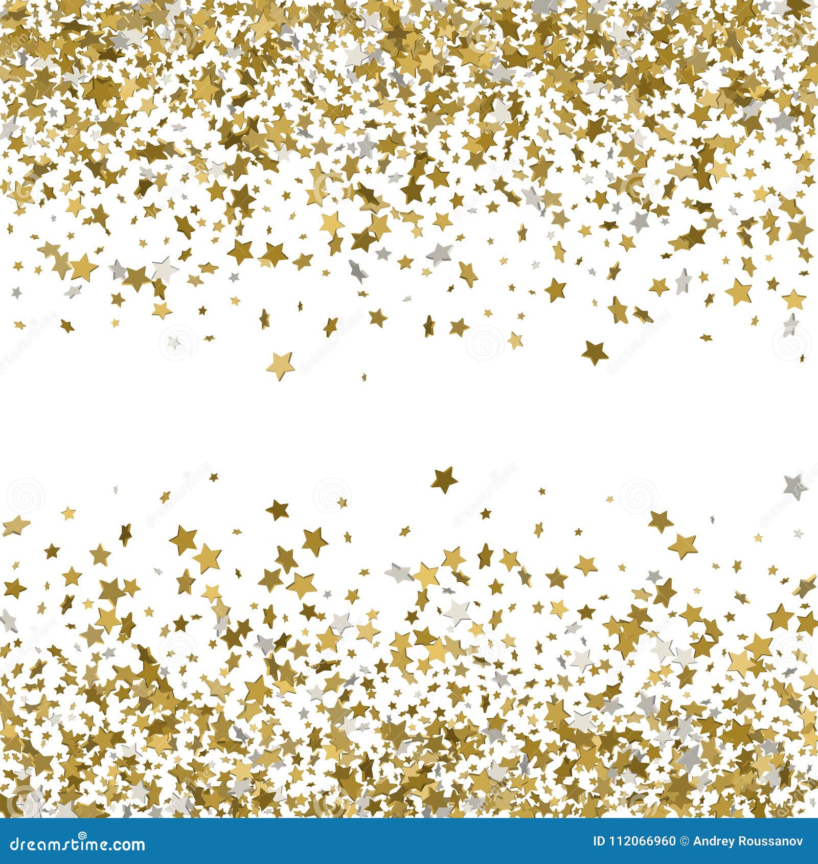 Abstract Pattern of Random Falling Gold Stars on White Background ...