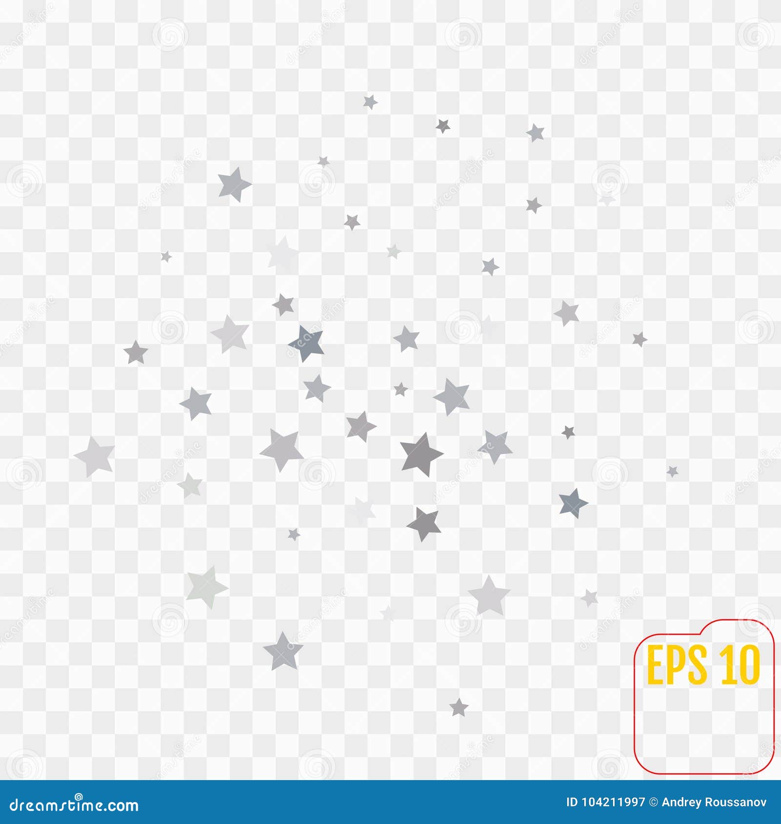 Abstract Pattern of Random Falling Silver Stars on Transparent Stock ...