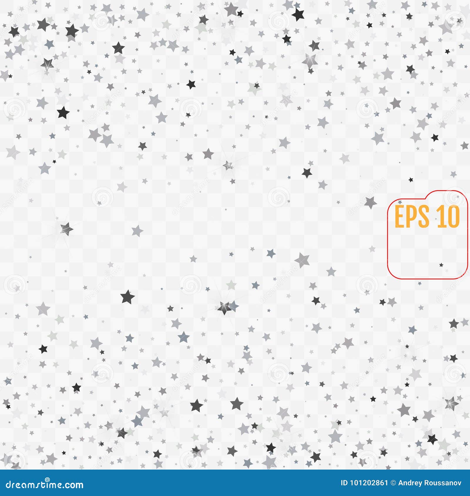 Abstract Pattern of Random Falling Silver Stars on Transparent B Stock ...