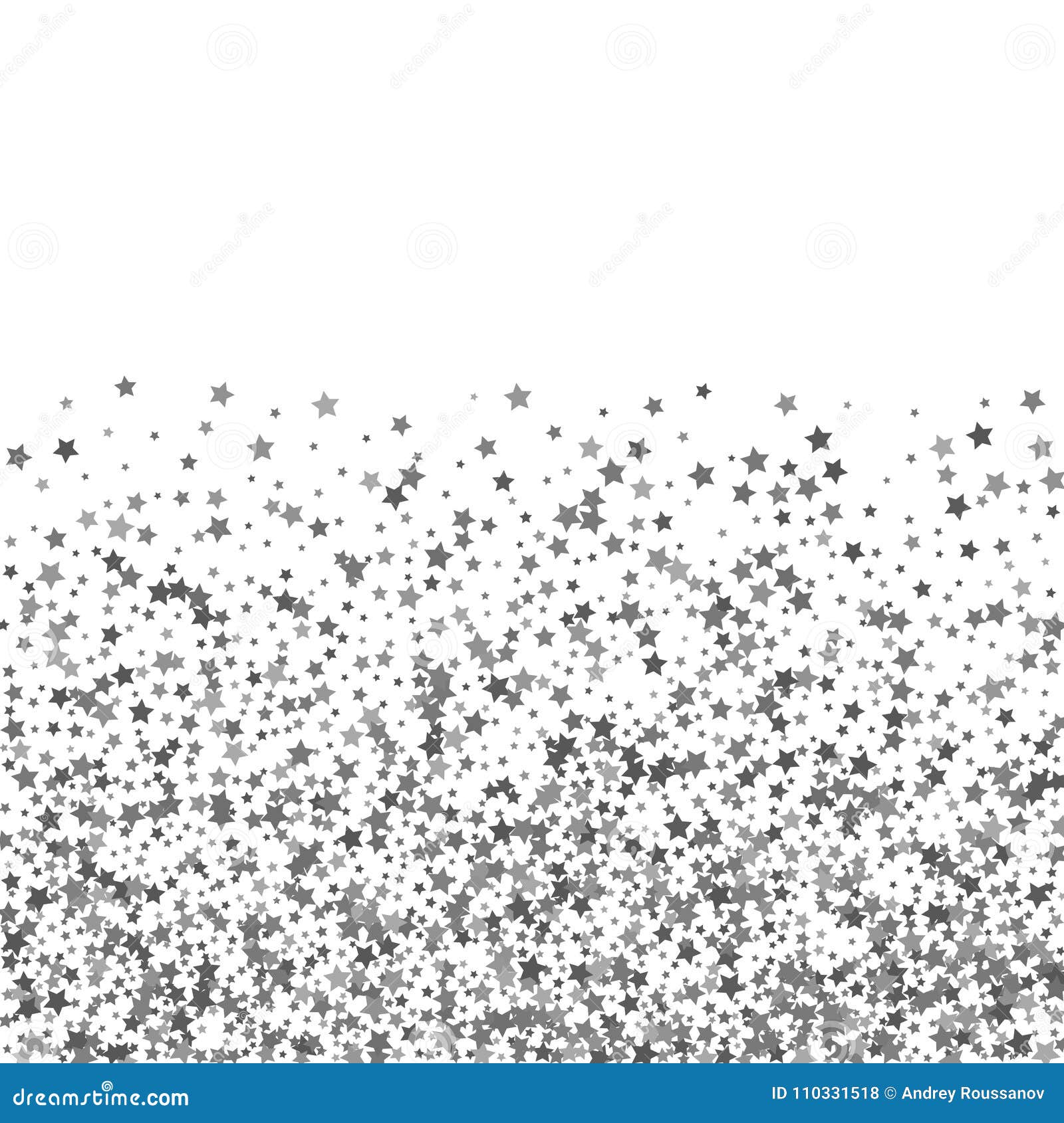 Abstract Pattern of Random Falling Silver Stars on White Background ...