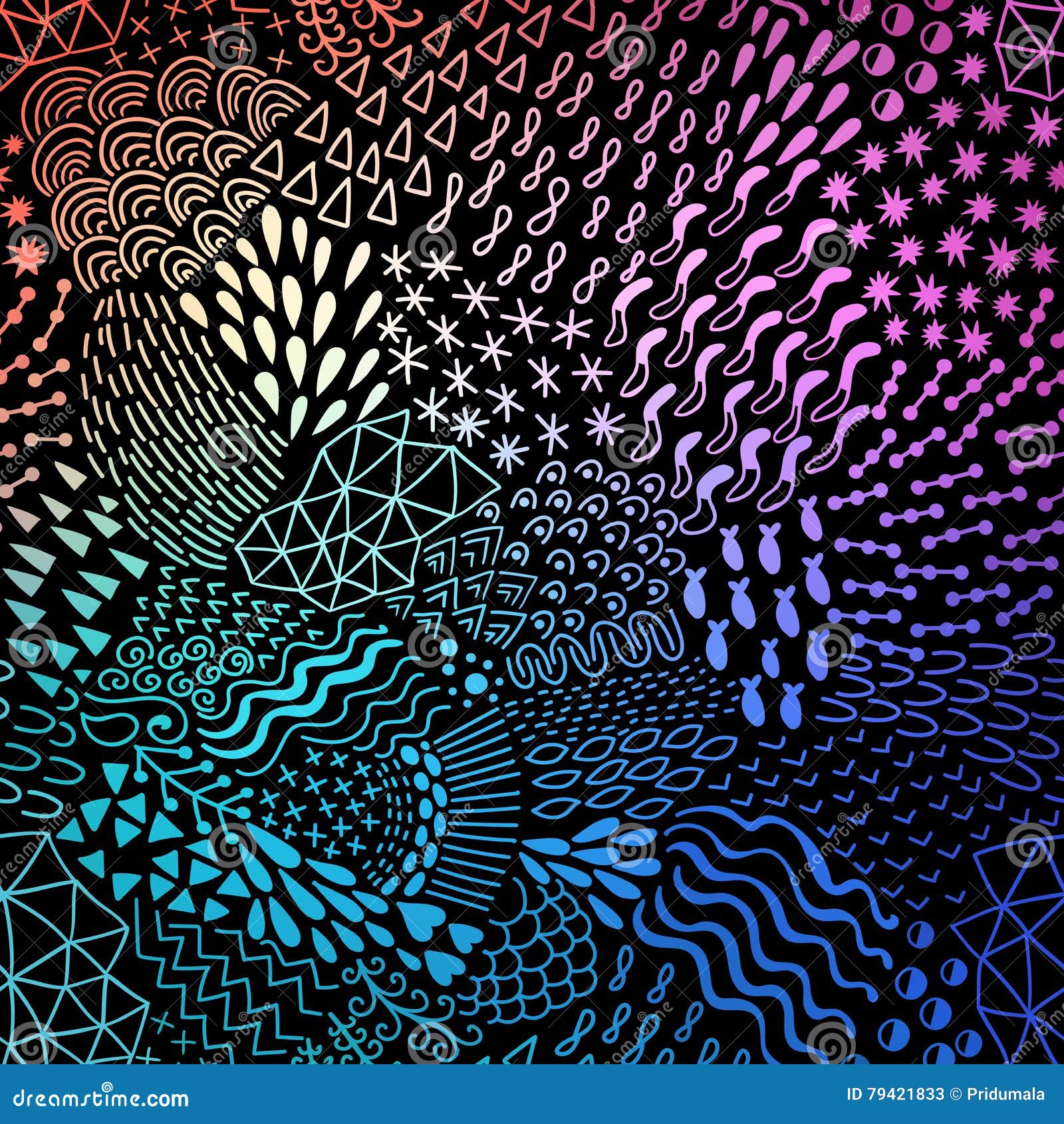 Retro Memphis Spirals And Waves Coloring Page Vector Illustration ...