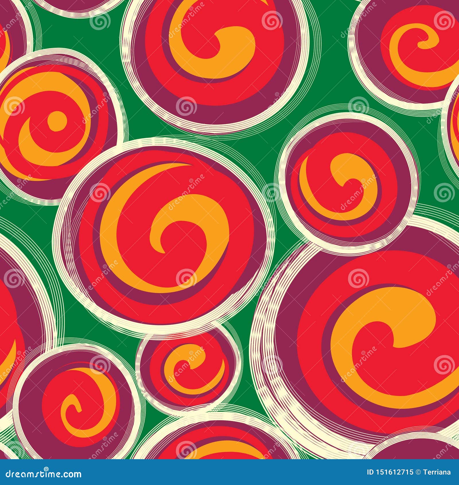 Abstract Pattern with Round Shape Forms in Retro Style. Seamless Stock ...