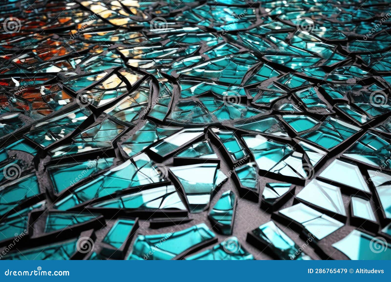Abstract Pattern of Shattered Glass on Tile Floor Stock Illustration ...