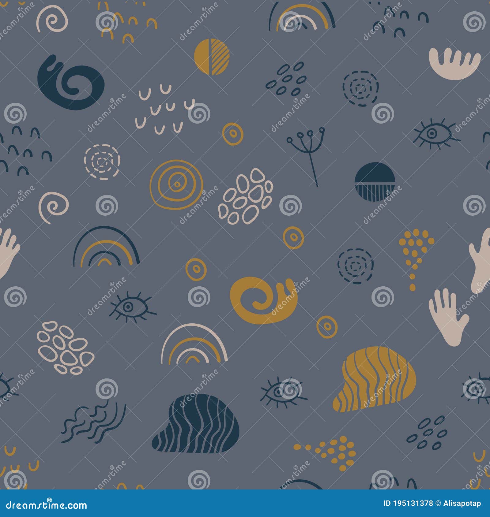 Abstract Pattern with Simple Hand Drawn Shapes Stock Vector ...