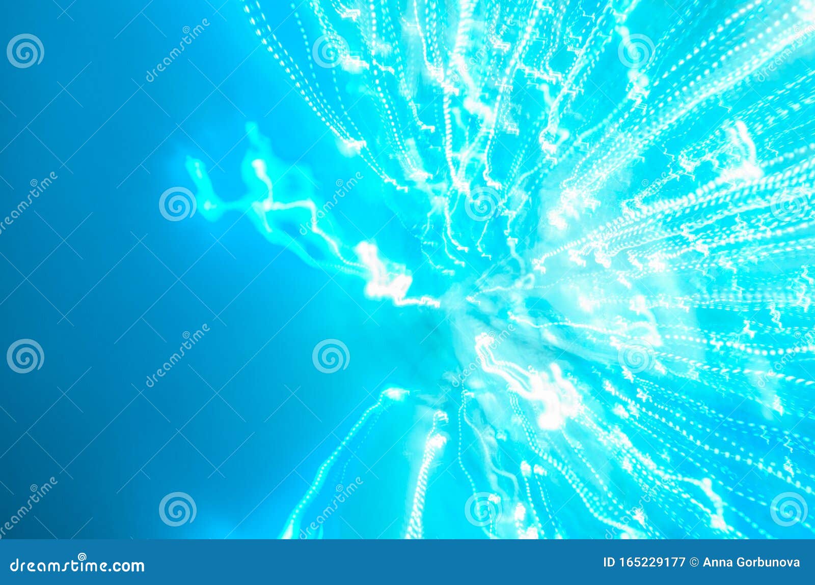 Abstract Pattern of Sparkling Lightning on a Blue Background Stock ...