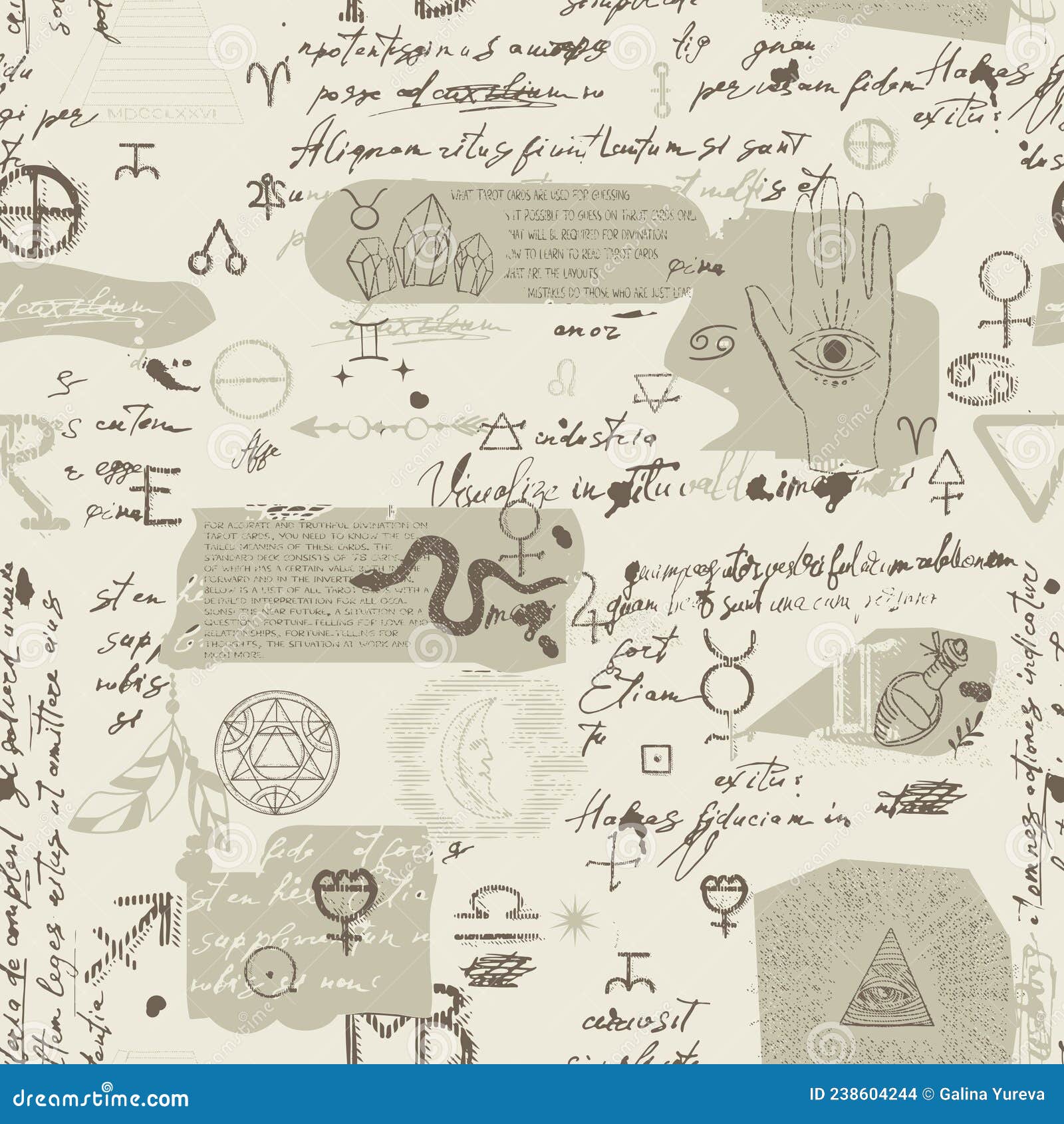 Seamless esoteric pattern. stock vector. Illustration of sorcerer ...