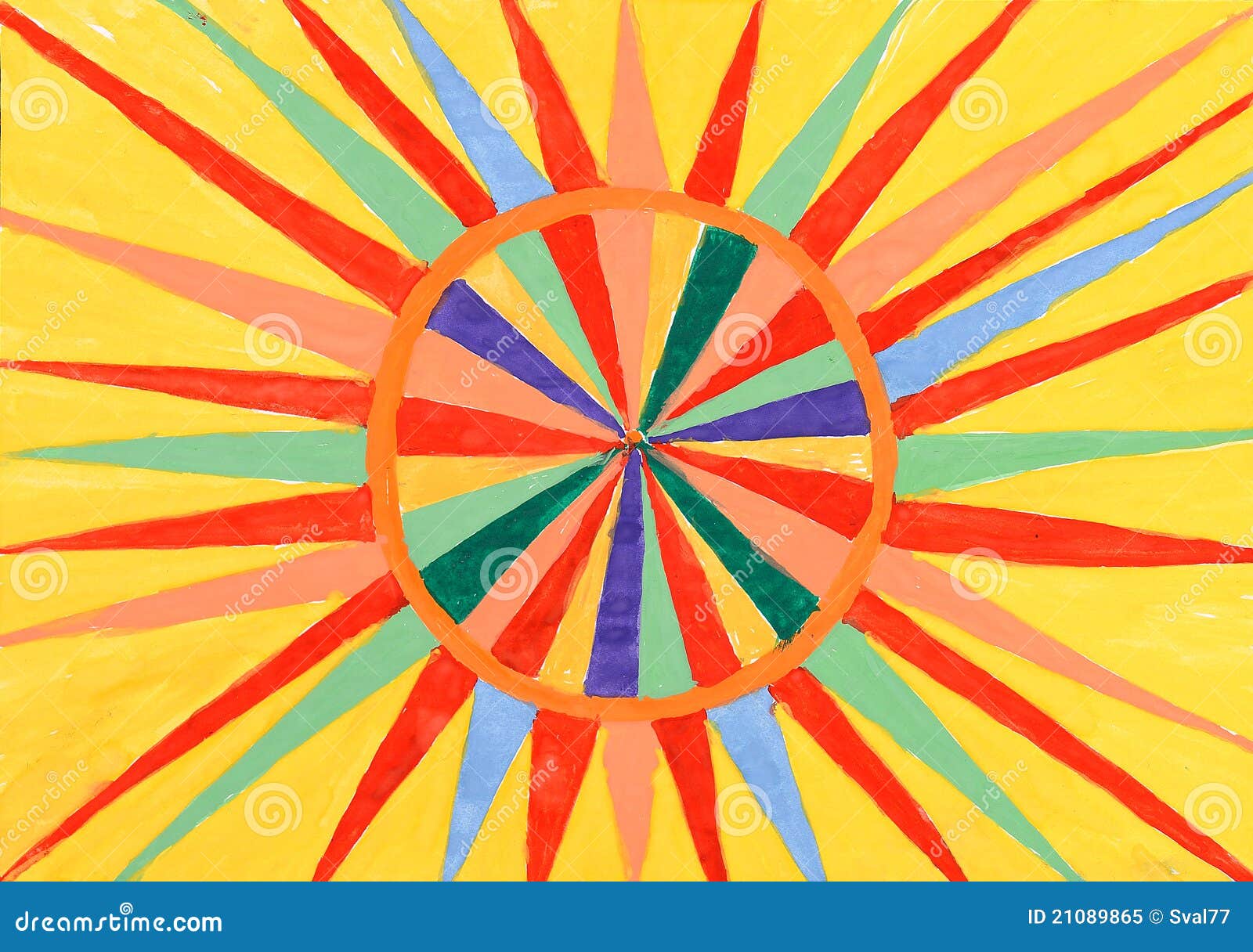 Abstract Pattern of the Sun. Watercolor on Paper Stock Illustration ...