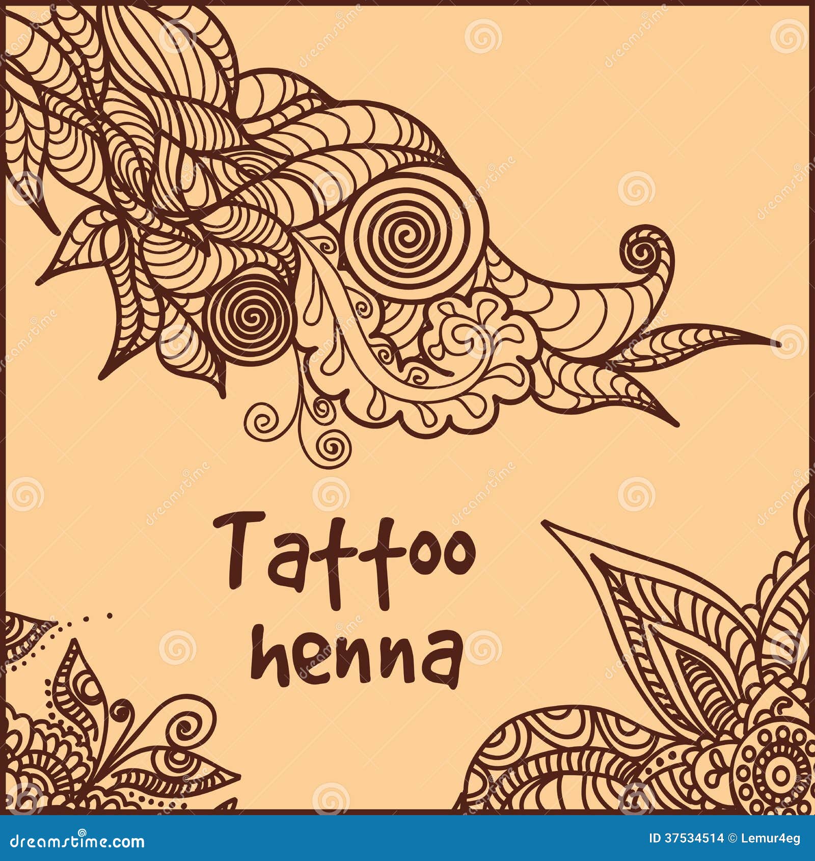 Abstract Pattern of a Tattoo Henna Stock Vector - Illustration of ...